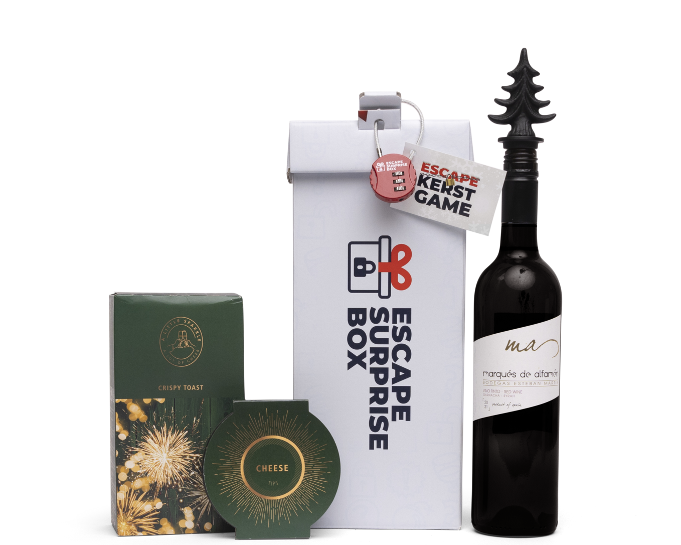 Escape Kerstpakket – Borrelbox met wijn – Escape Surprise Box